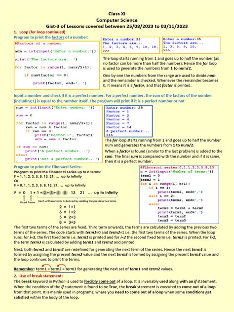 Xi Computer Science Gist 03 Pdf Control Flow String Computer Science