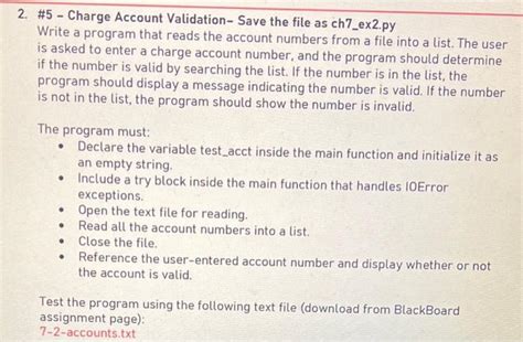 Solved 2 5 Charge Account Validation Save The File As