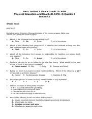 PE Q Module Docx Renz Joshua T Enate Grade ABM Physical Education And Health H O P E