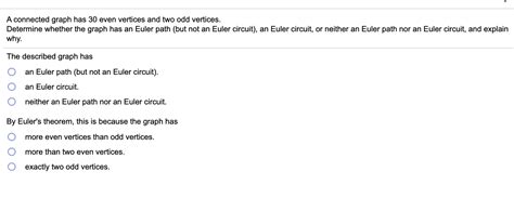 Solved A Connected Graph Has 30 Even Vertices And Two Odd