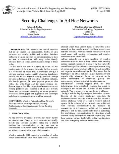 Pdf Security Challenges In Ad Hoc Networks