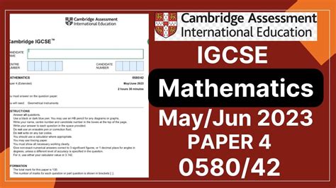 Igcse Maths Paper 4 May June 2023 0580 42 Solved Youtube
