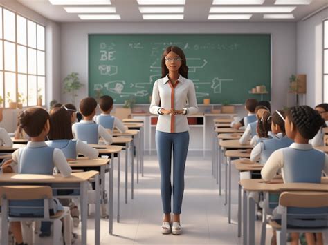 Premium Photo 3d Teacher In The Classroom Generative Ai