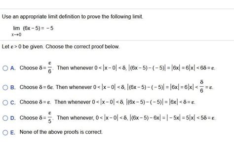 solved use an appropriate limit definition to prove the