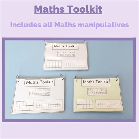 Editable Digital Pastel Maths Toolkit A5 Size Ten Frame Number Track Hundred Square Number Line