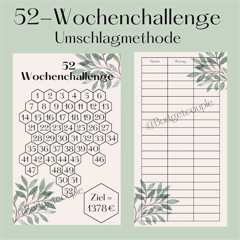 52 Week Challenge Savings Challenge Etsy