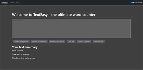Tanisha Modi On Linkedin Texteasy Textutility React Webdevelopment Darkmode Ui