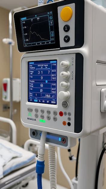 Modern Ventilator In Icu Room With Detailed Control Settings Display Premium Ai Generated Image