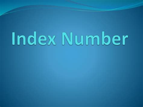 Index Number Ppt