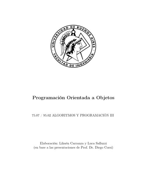 Apunte 1 Programación Orientada A Objetos Pdf Objeto Informática Programación