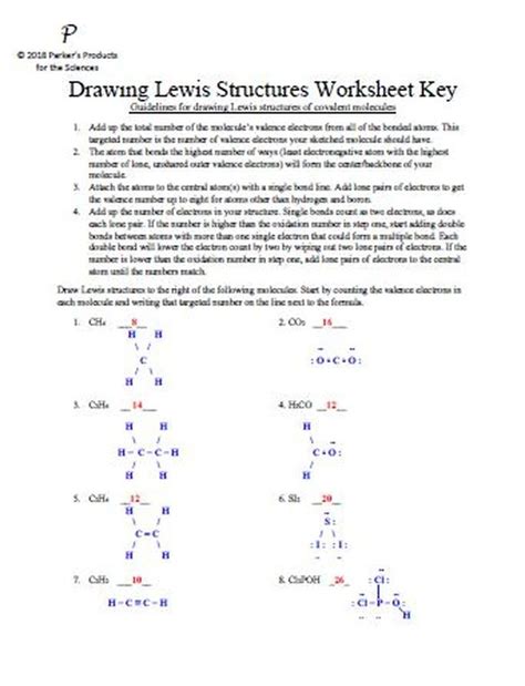 Lewis Structure Worksheet With Answers Drawing Lewis Structures