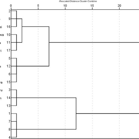 dendrogram showing hierarchical clustering of the vulnerability indices