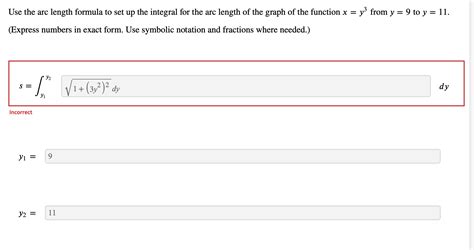 Solved Use The Arc Length Formula To Set Up The Integral For