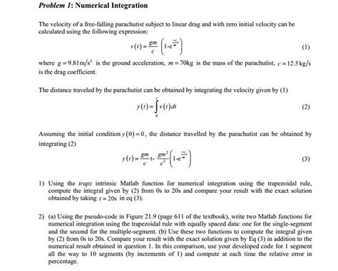 The Velocity Of A Free Falling Parachutist Subject To