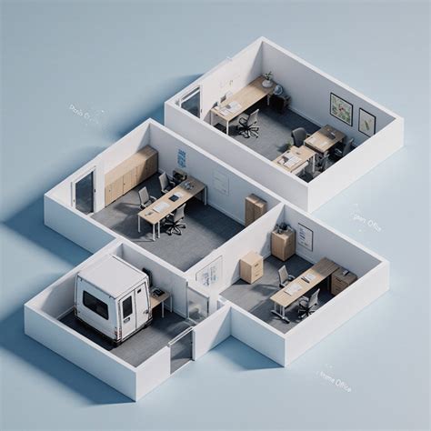 Interior Visualization Of A Modern Office Space With Gypsum Board