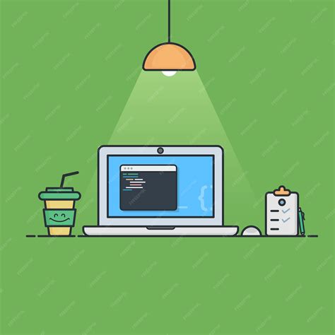 Premium Vector Laptop Coding With Starbucks Coffee