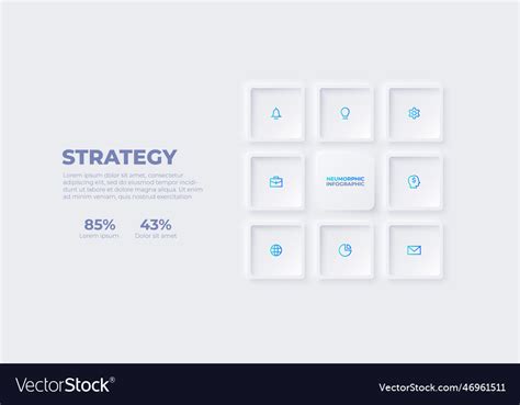 Nine Light Neumorphic Squares Slide For Business Vector Image