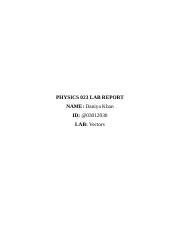 Vector Lab Report Docx PHYSICS LAB REPORT NAME Daniya Khan ID LAB Vectors
