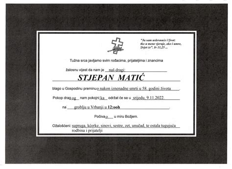 Stjepan Matić Osmrtnice