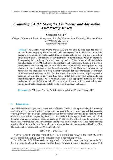 Pdf Evaluating Capm Strengths Limitations And Alternative Asset