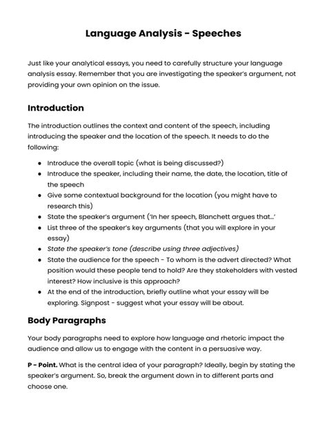 How To Write A Speech Analysis Pdf Linguistics Grammar