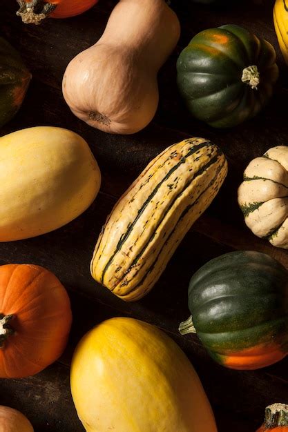 Premium Photo Organic Assorted Autumn Squash On A Background