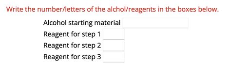 Solved Specify both the alcohol starting material and the | Chegg.com