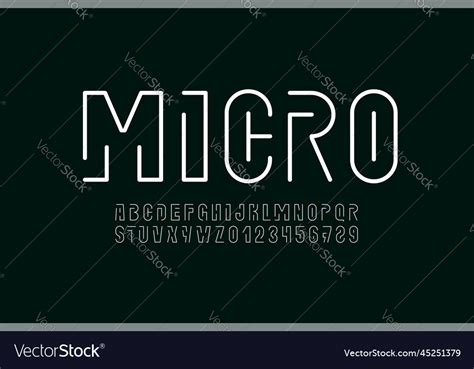 digital font alphabet from thin segment line vector image