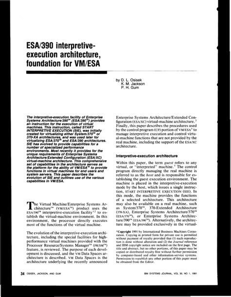Pdf Esa390 Interpretive Execution Architecture Foundation For Vmesa