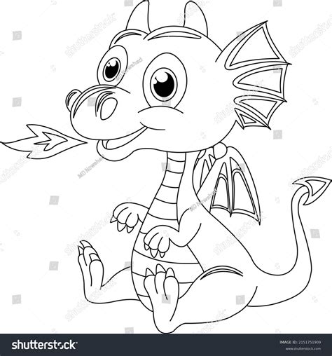 Dragon Coloring Page Line Art Stock Vector Royalty Free 2151751909