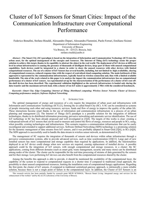 pdf cluster of iot sensors for smart cities impact of the
