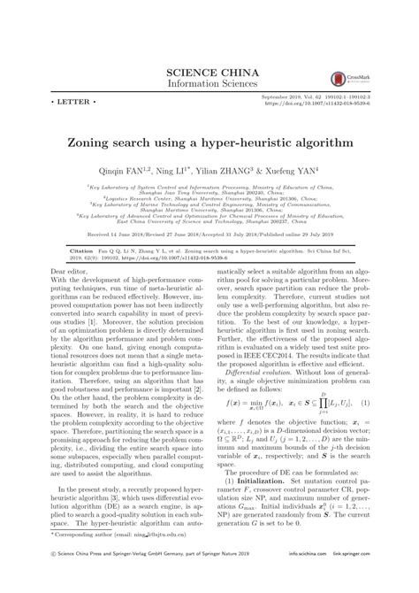Pdf Zoning Search Using A Hyper Heuristic Algorithm
