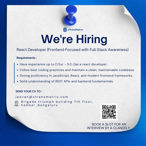 hiring react developer immediate bangalore 3 days office 3 5