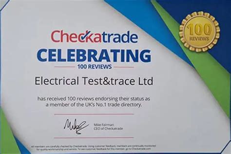 Certification Electrical Test And Trace Ltd