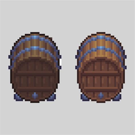 Top View Wooden Beer Barrel In Pixel Art Style With Isolated Background