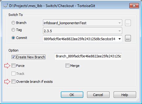 Tortoisegit Difference Between Force And Override Branch If Exists