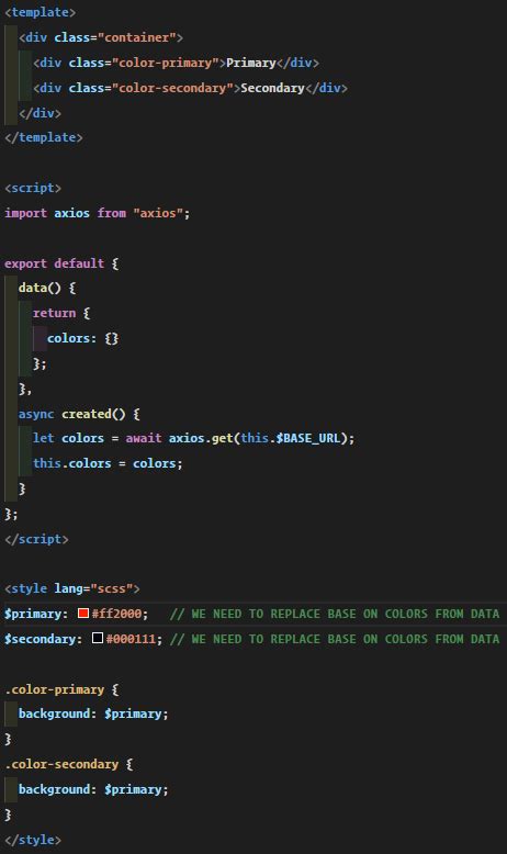 Javascript Vuejs Share Global Variable From Data To Internal Scss