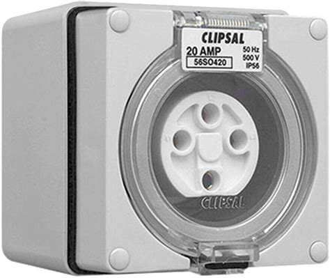 Schneider Electric Wps Socket Outlet 20a 500v 3 Phase 5 Pole Round Pin Ip66 S56so420gy