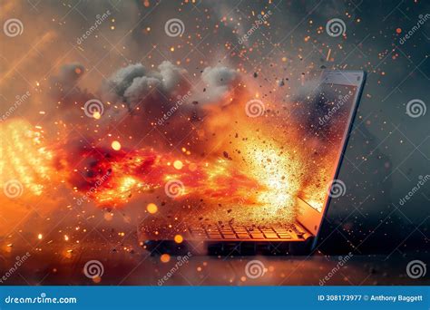 Laptop Computer On Fire Due To A Fault Or Its Lithium Battery