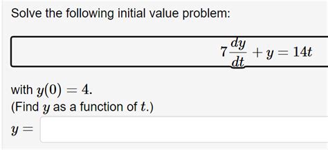 Solved Solve The Following Initial Value Problem Chegg Com