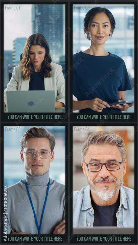 Multi Screen 4x Split Screens Vertical Stories For Social Media Stock Template Adobe Stock