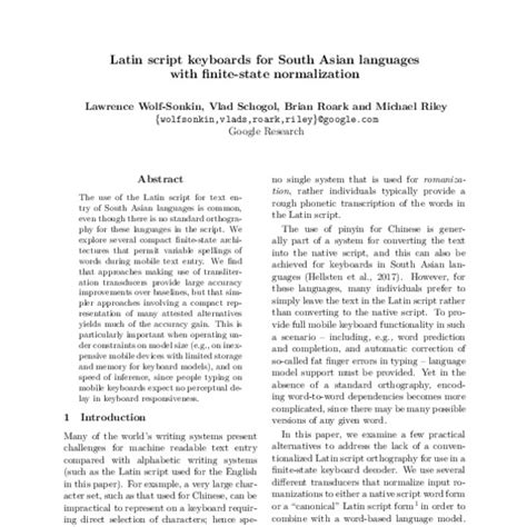 Latin Script Keyboards For South Asian Languages With Finite State Normalization Acl Anthology