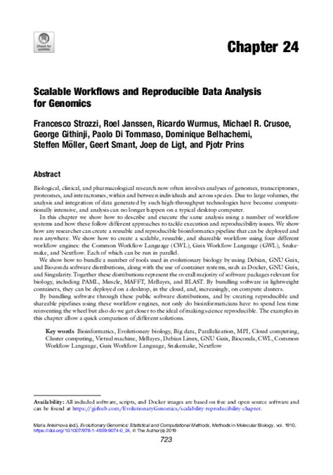 Pdf Scalable Workflows And Reproducible Data Analysis For Genomics
