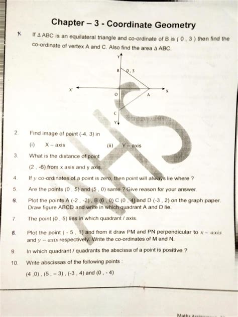 Assignment Ch 3 Coordinate Geometry Pdf Important Maths Pdf Cartesian Coordinate System