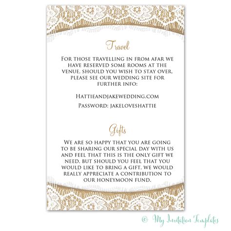 Example Wedding Invitation Information Sheet Wedding