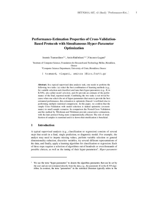 Pdf Performance Estimation Properties Of Cross Validation Based