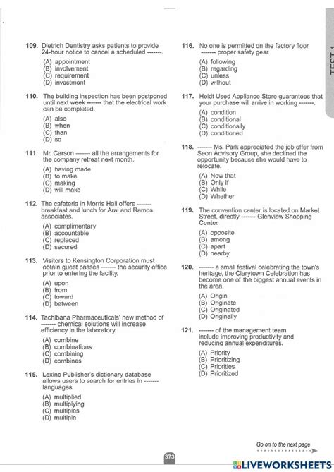 Toeic Parts 5 6 Online Exercise For Live Worksheets