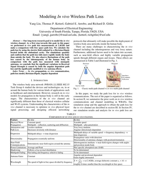 pdf modeling in vivo wireless path loss