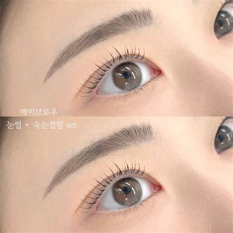 ̉̈ 𝐌𝐀𝐘 𝐁𝐑𝐎𝐖 콤보눈썹속눈썹펌 메이브로우 인기시술조합 🫶🏻 화장한듯 여리여리한 콤보눈썹에 위 아래 예쁘게 뽀짝 롤링한 속눈썹펌 🤍 언더 몇가닥 없다고 무시하지마세요