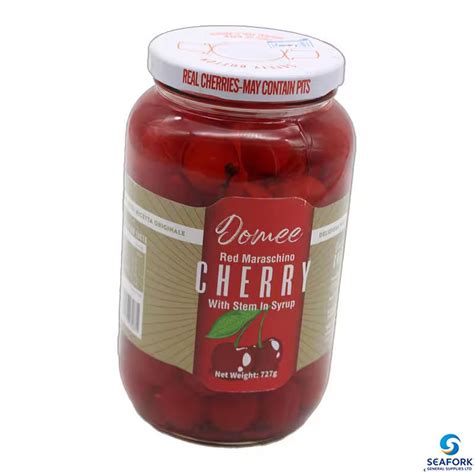 Domee Red Maraschino Cherry Stem 727g Seafork